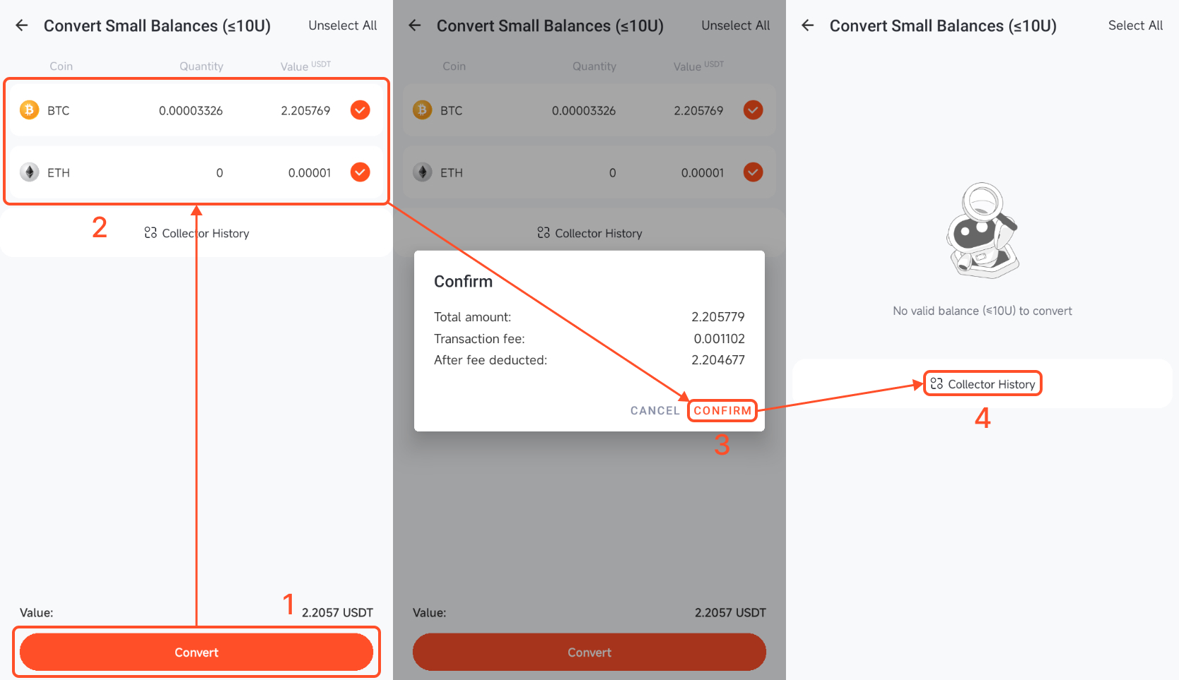 How to Convert the Small Assets to USDT – Pionex Help Center
